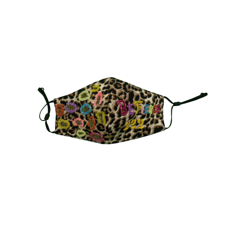 Leopard Print Be Fierce Face Mask - Neon Army